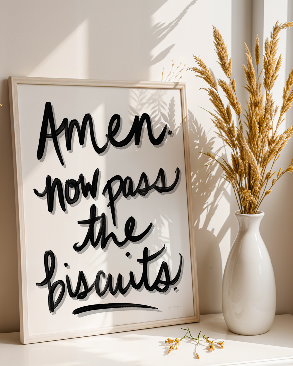 Amen, now pass the biscuits. Wall Art, Typography, Dopamine Decor, Col