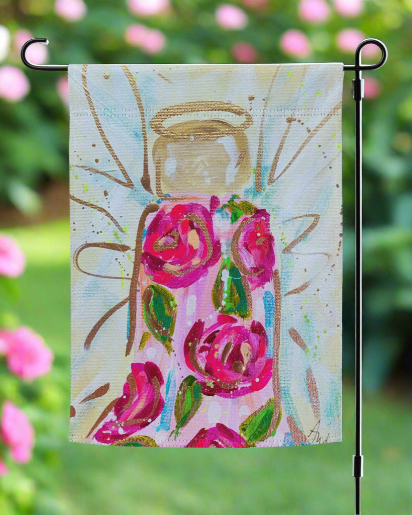 Rose Angel Garden flag