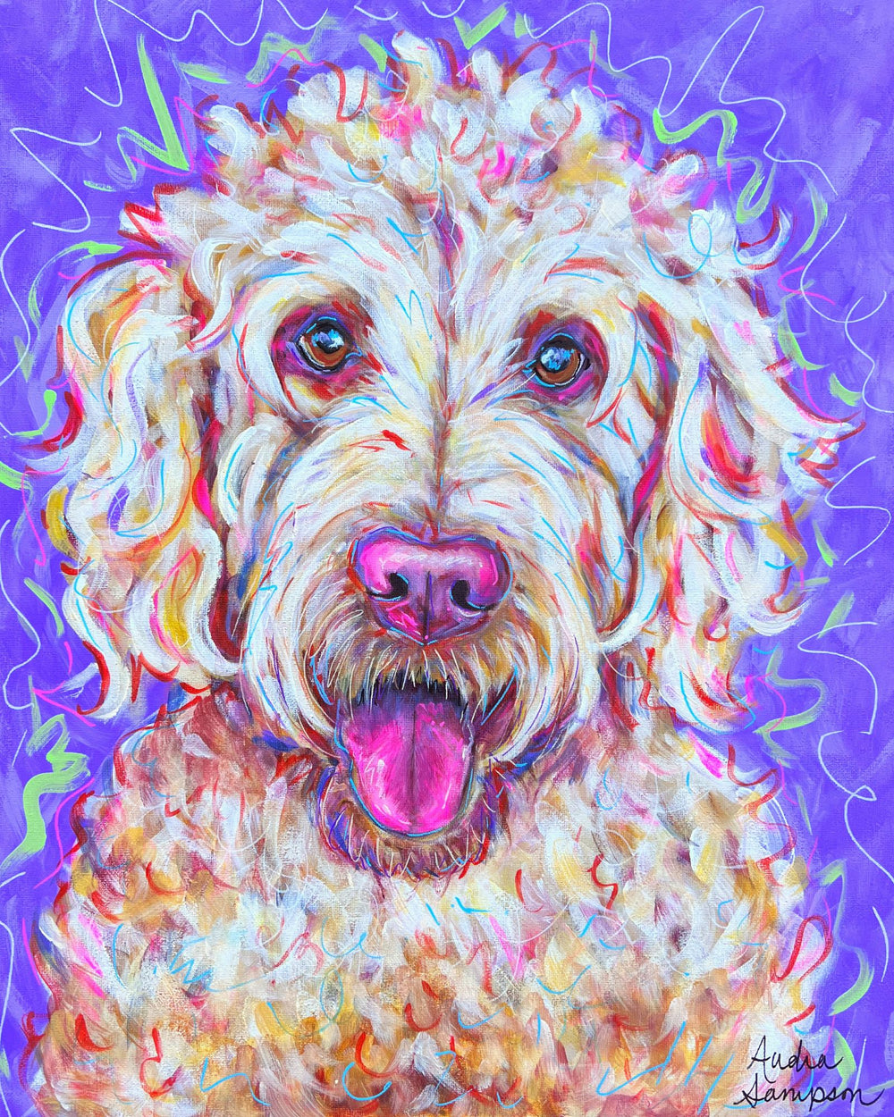 Goldendoodle Print on Paper or Canvas - Pet Art, Dog Poster, Colorful