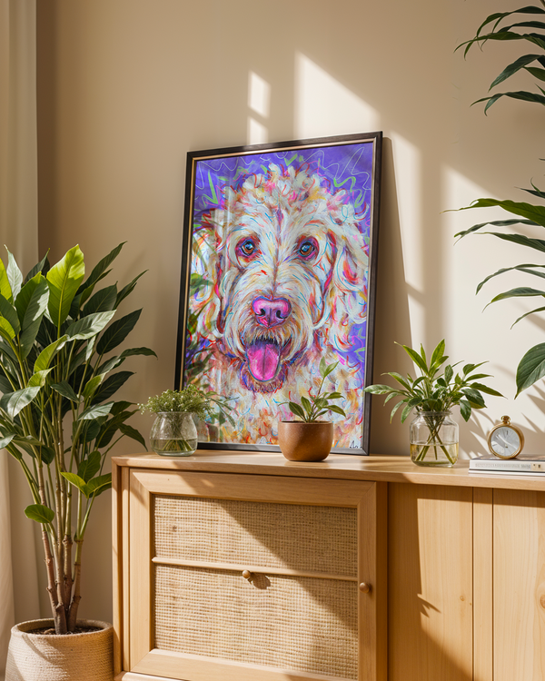 Goldendoodle Print on Paper or Canvas - Pet Art, Dog Poster, Colorful