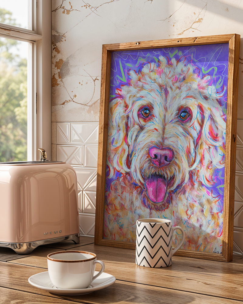 Goldendoodle Print on Paper or Canvas - Pet Art, Dog Poster, Colorful