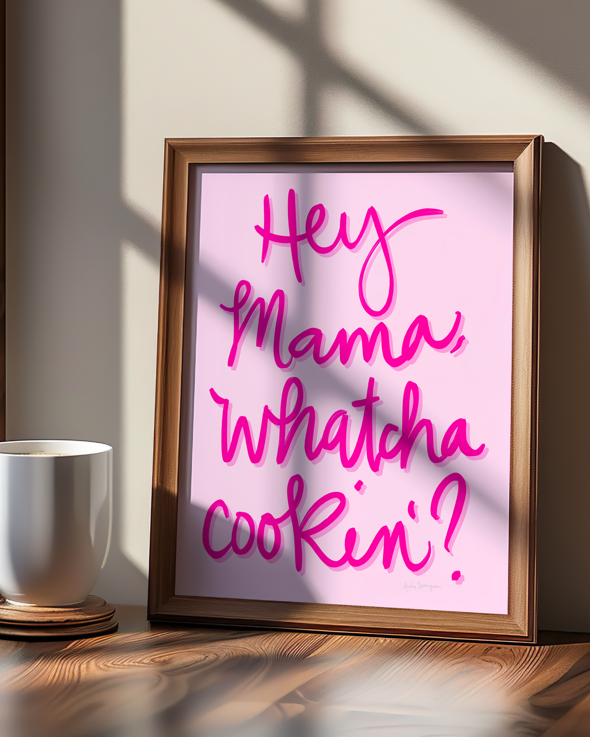 Hey, Mama... Whatcha Cookin Wall Art, Typography, Dopamine Decor, Colo