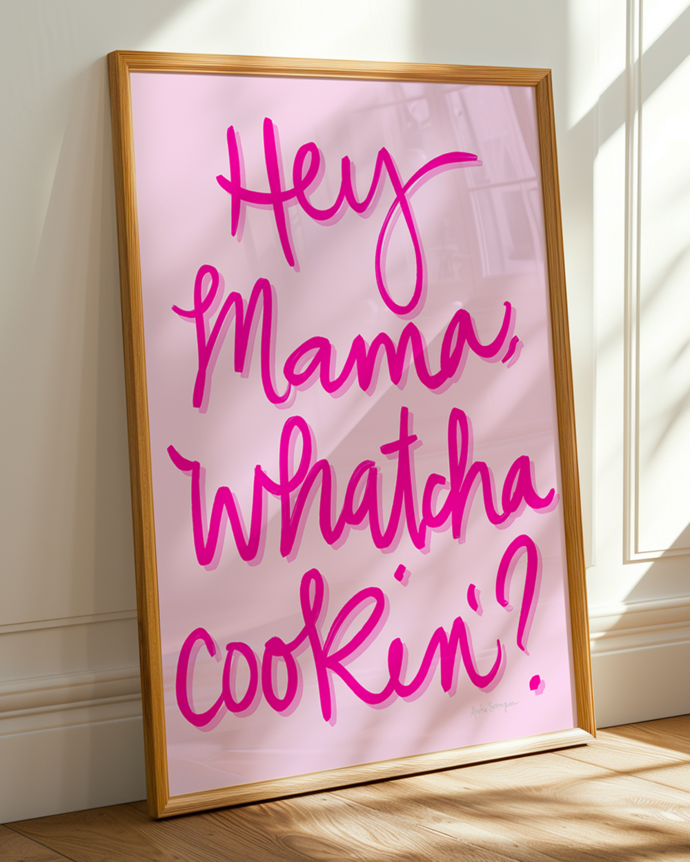 Hey, Mama... Whatcha Cookin Wall Art, Typography, Dopamine Decor, Colo