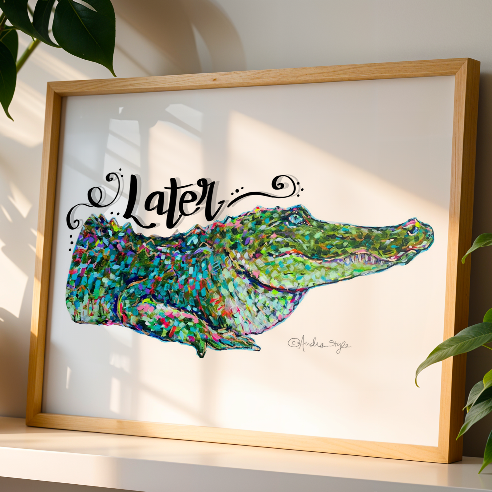 Later Gator Art Print | Colorful Alligator Wall Art | Coastal Southern