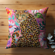 Leopard Pink Floral Throw Pillow