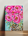 Leopard Rose Bouquet Art Print | Blue | Audra Style