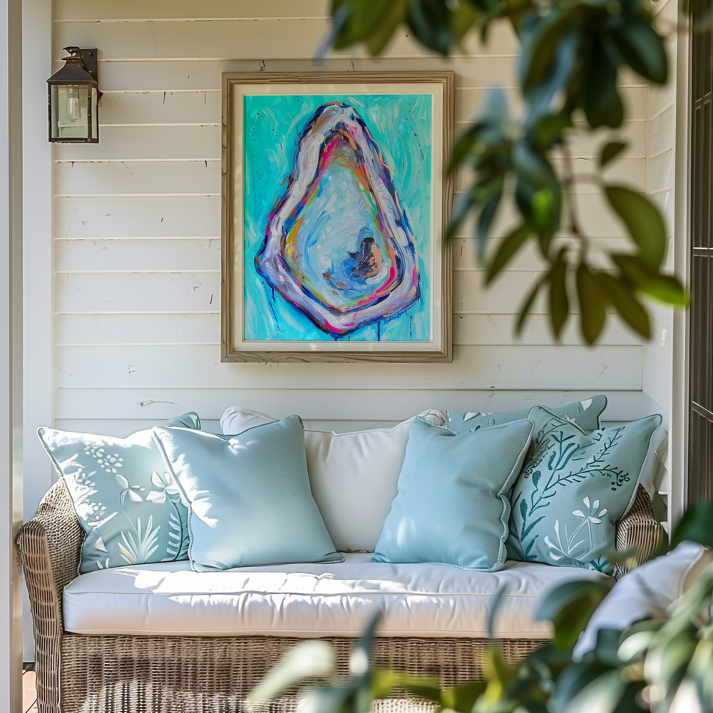 Oyster Art Print on Paper or Canvas - Coastal Nautical Decor, Seafood