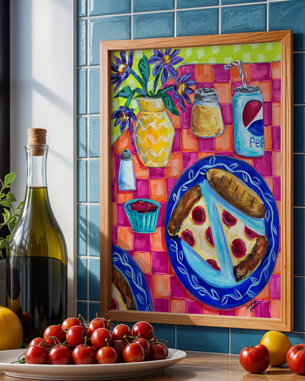 Pizza and Pepsi Reproduction - Paper Print or Canvas - Kitchen Dining