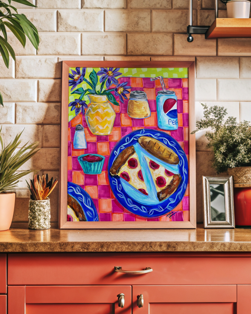 Pizza and Pepsi Reproduction - Paper Print or Canvas - Kitchen Dining
