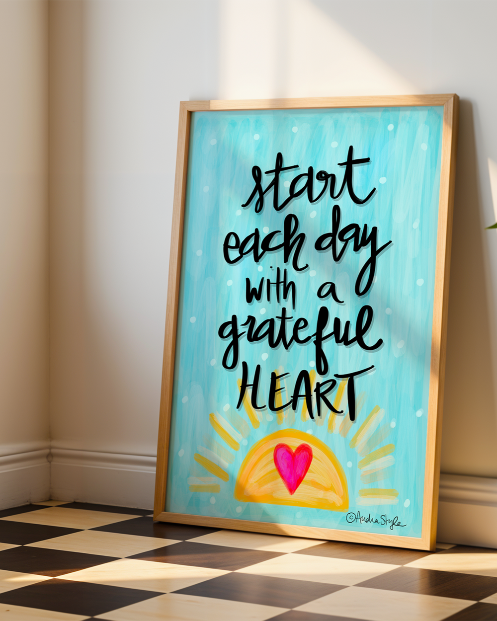 Start Each Day With a Grateful Heart Art Print on Paper or Canvas - In