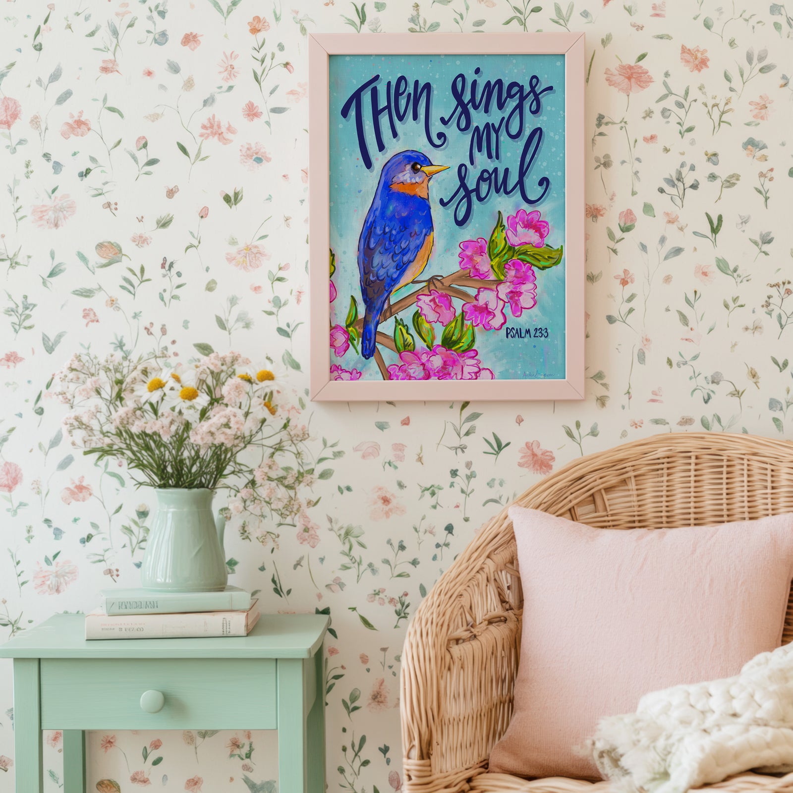 Then Sings My Soul Art Print on Paper or Canvas - Scripture Bird Decor