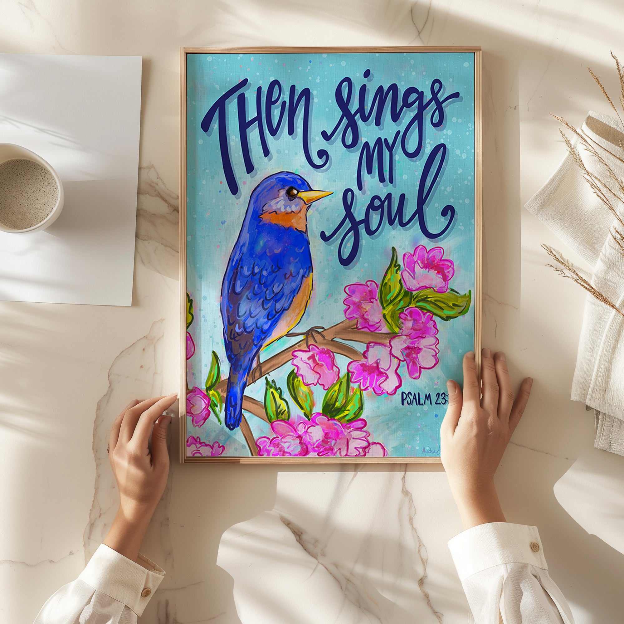 Then Sings My Soul Art Print on Paper or Canvas - Scripture Bird Decor