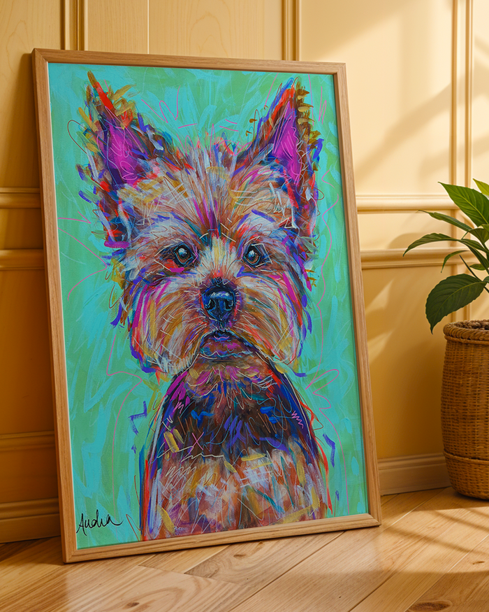 Yorkie Yorkshire Terrier Print on Paper or Canvas - Pet Art, Dog Poste