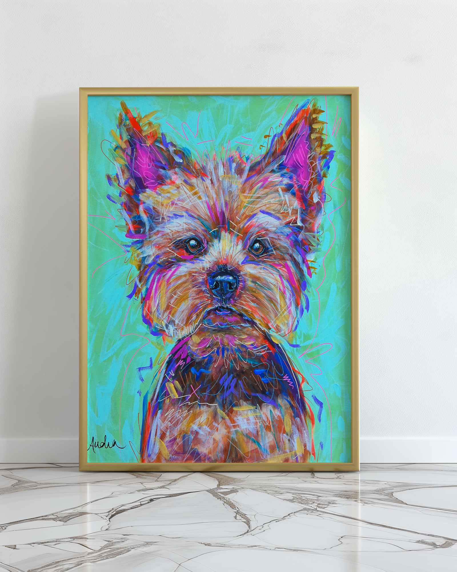 Yorkie Yorkshire Terrier Print on Paper or Canvas - Pet Art, Dog Poste